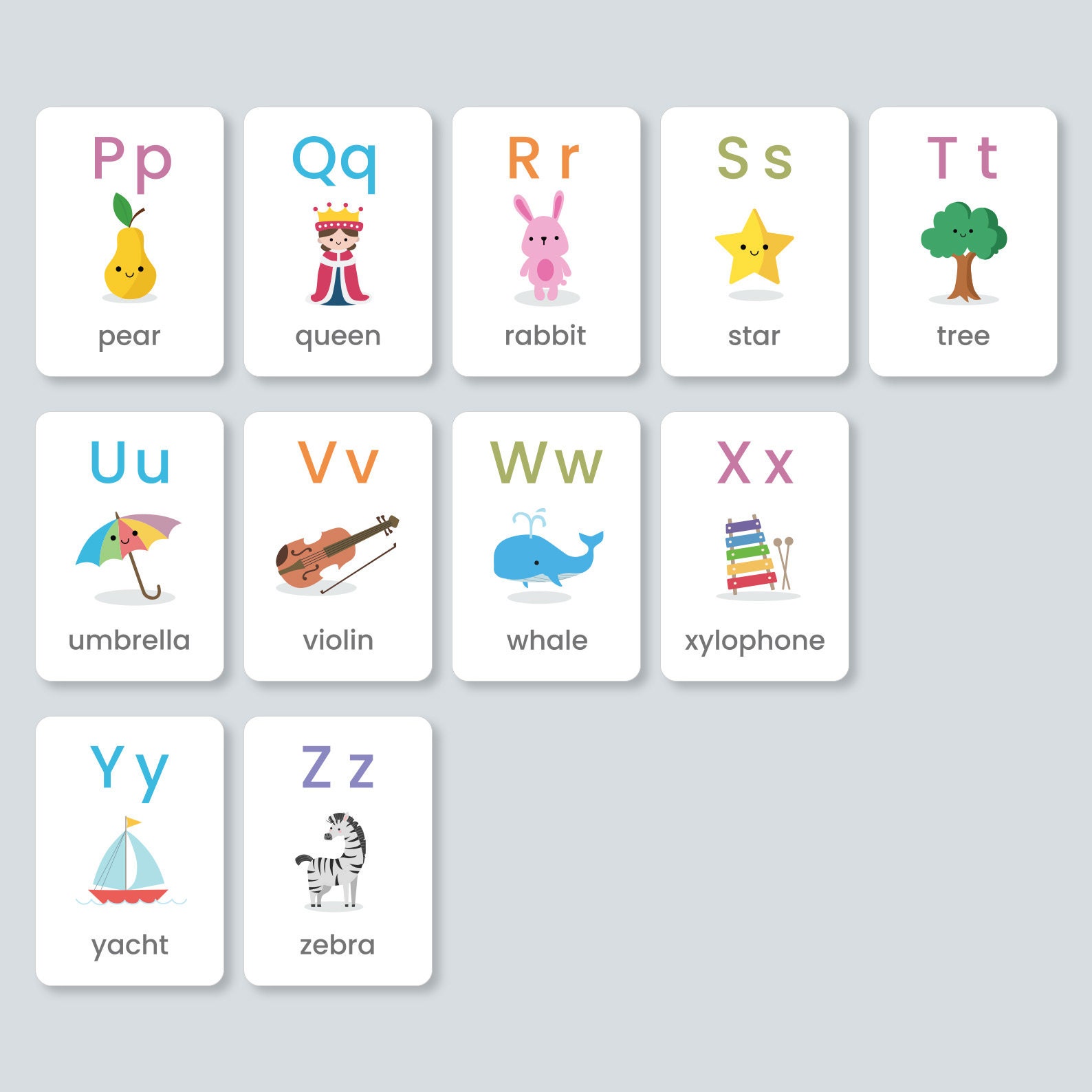 Printable Alphabet Flash Cards, Preschool Homeschool Education Nursery ...