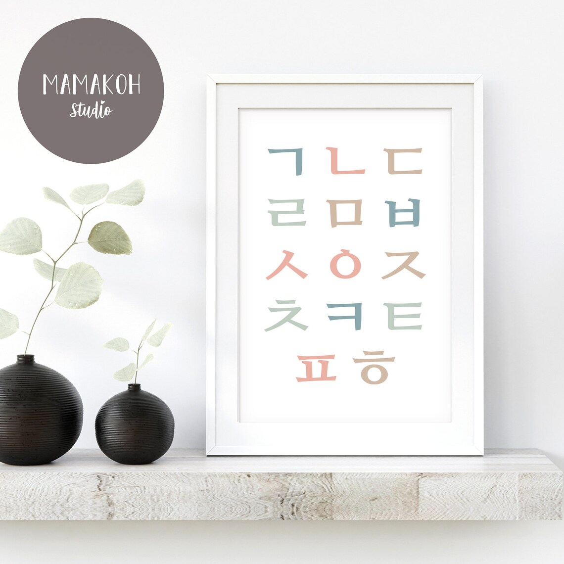 Printable Korean Alphabet Poster, 한글, Hanguel, Korean Consonants ...