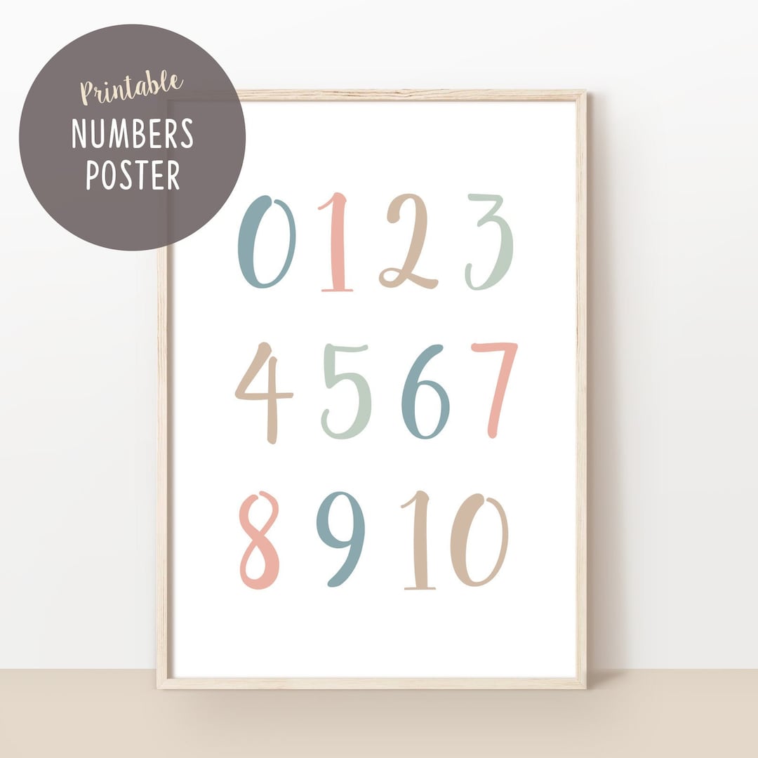 Printable Numbers Poster, Educational Print, Earthy Neutral, Nursery ...