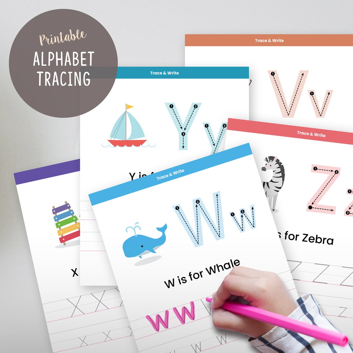 Printable Alphabet Trace & Write Handwriting Letter Tracing ABC ...