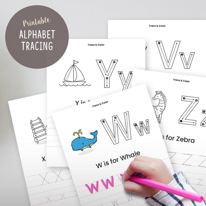 Printable Alphabet Trace & Color Handwriting Letter Tracing - Etsy