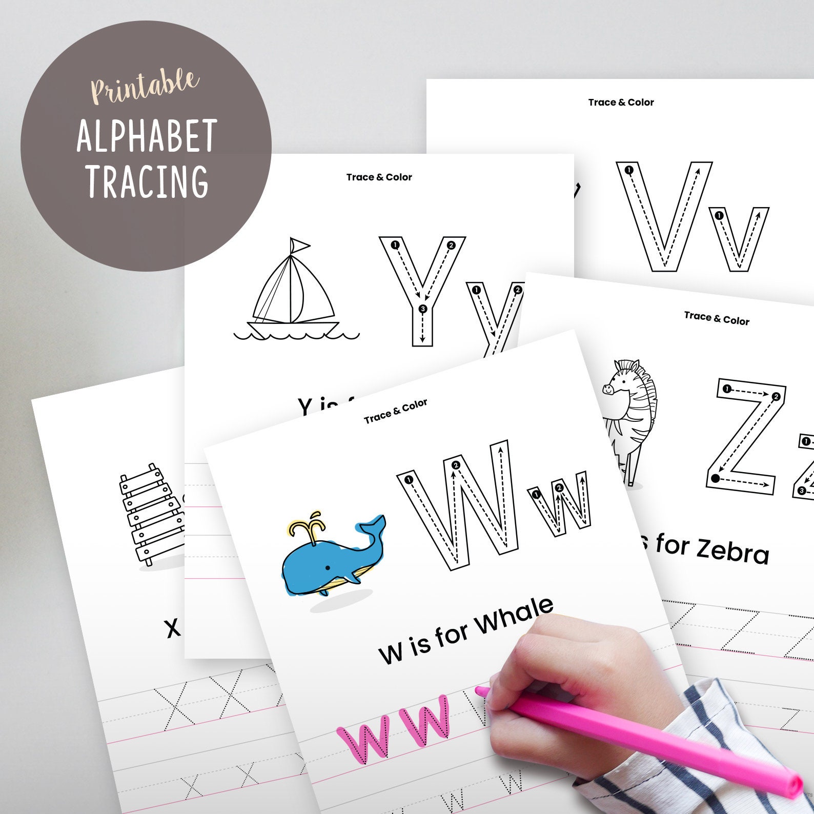 Printable Alphabet Trace & Color Handwriting Letter Tracing ABC ...