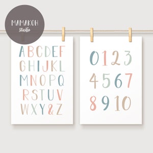 Printable Alphabet & Numbers Posters, Set of 2 Educational Prints, ABC ...