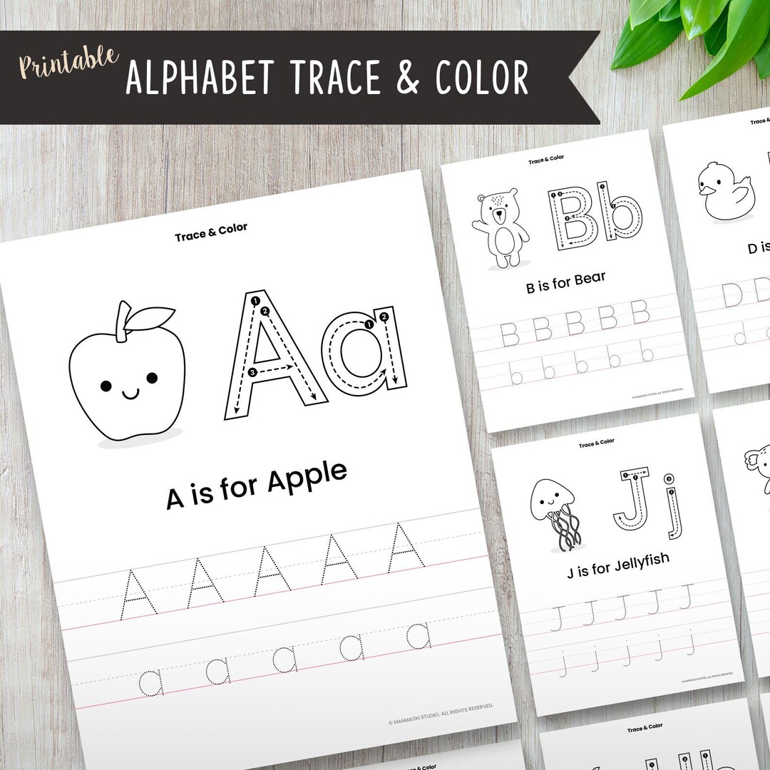 Printable Alphabet Trace & Color Handwriting Letter Tracing ABC ...