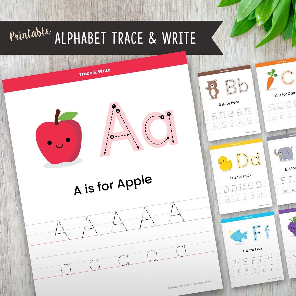 Printable Alphabet Trace & Write Handwriting Letter Tracing - Etsy