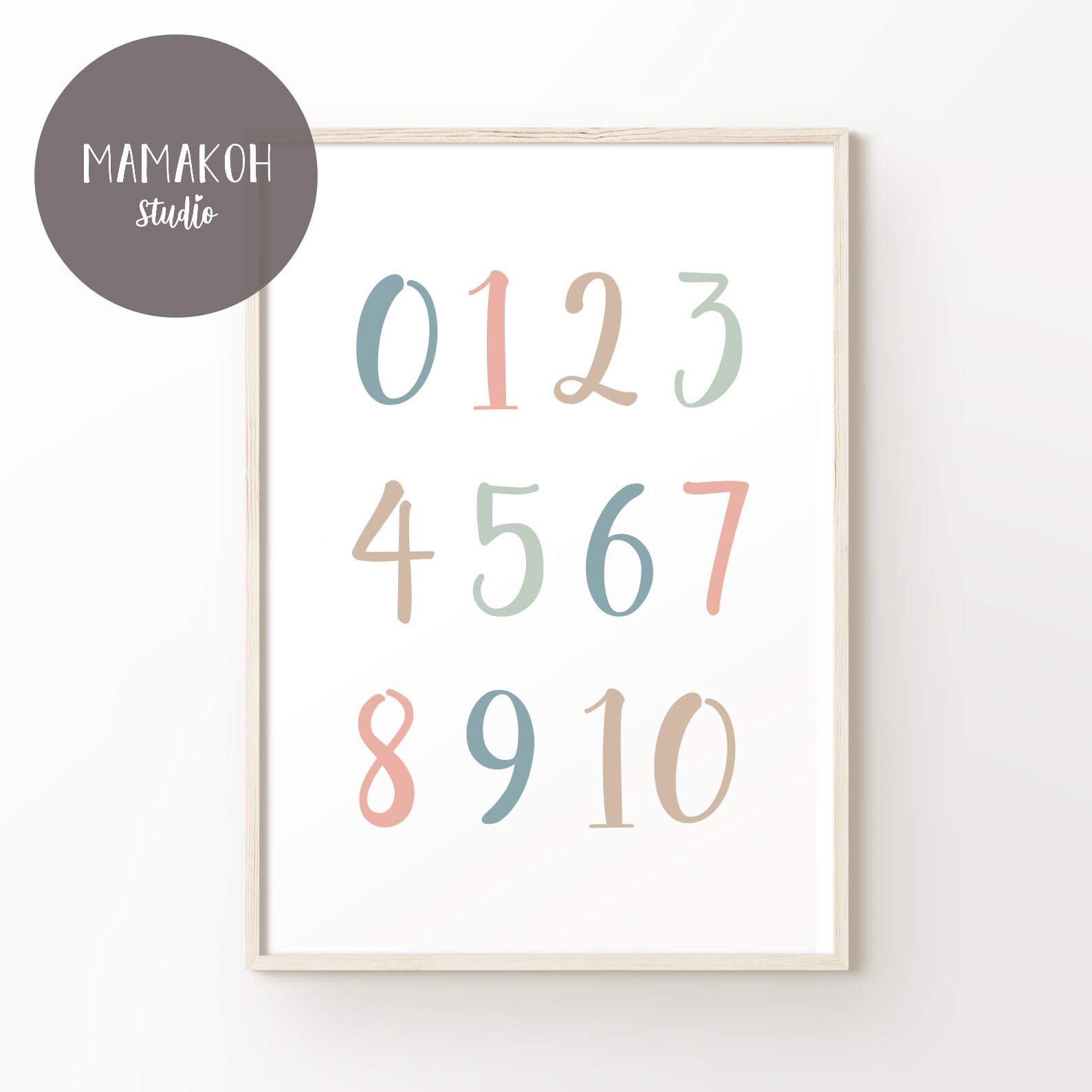Printable Numbers Poster, Educational Print, Earthy Neutral, Nursery ...