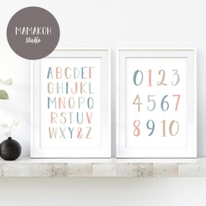 Printable Alphabet & Numbers Posters, Set of 2 Educational Prints, ABC ...