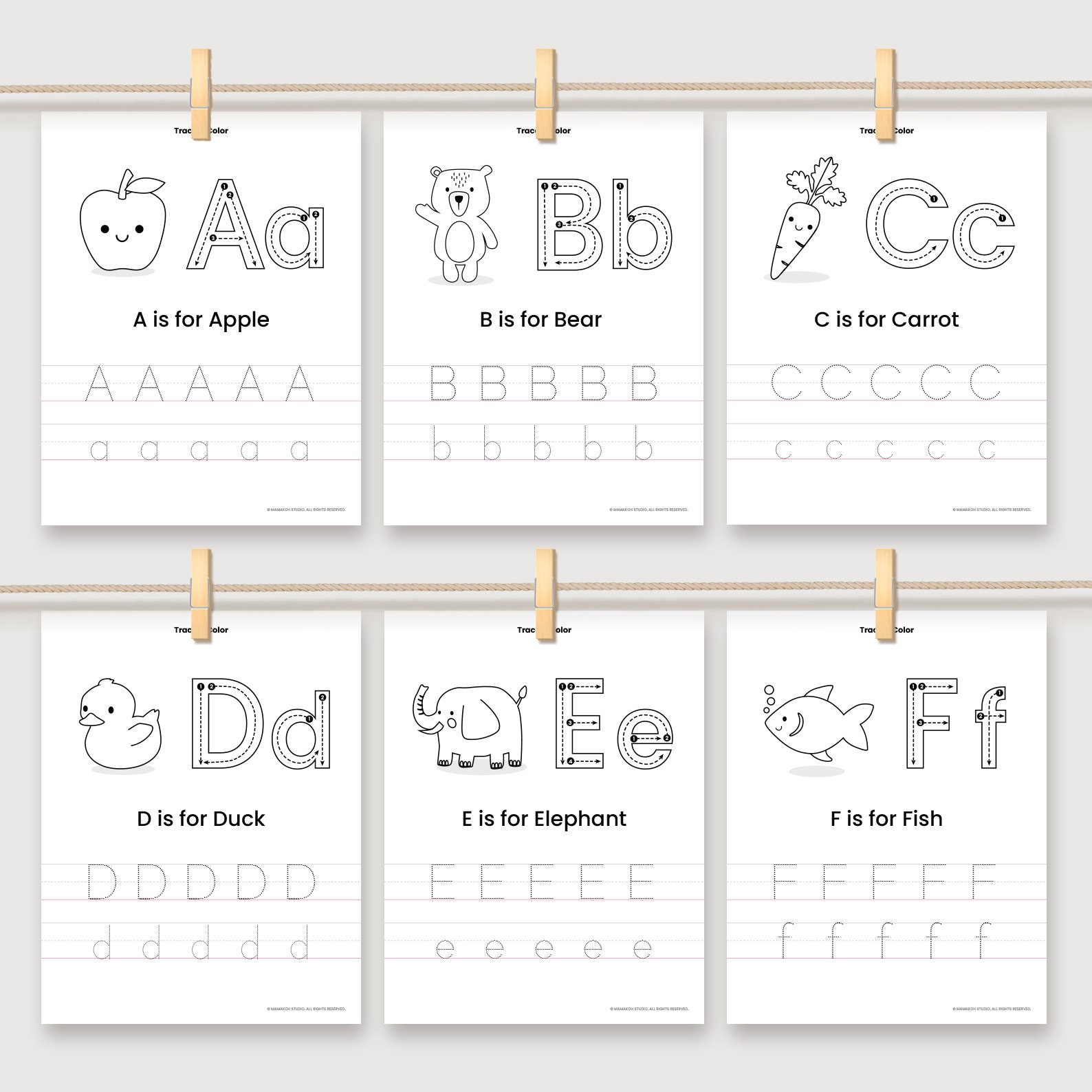 Printable Alphabet Trace & Color Handwriting Letter Tracing ABC ...