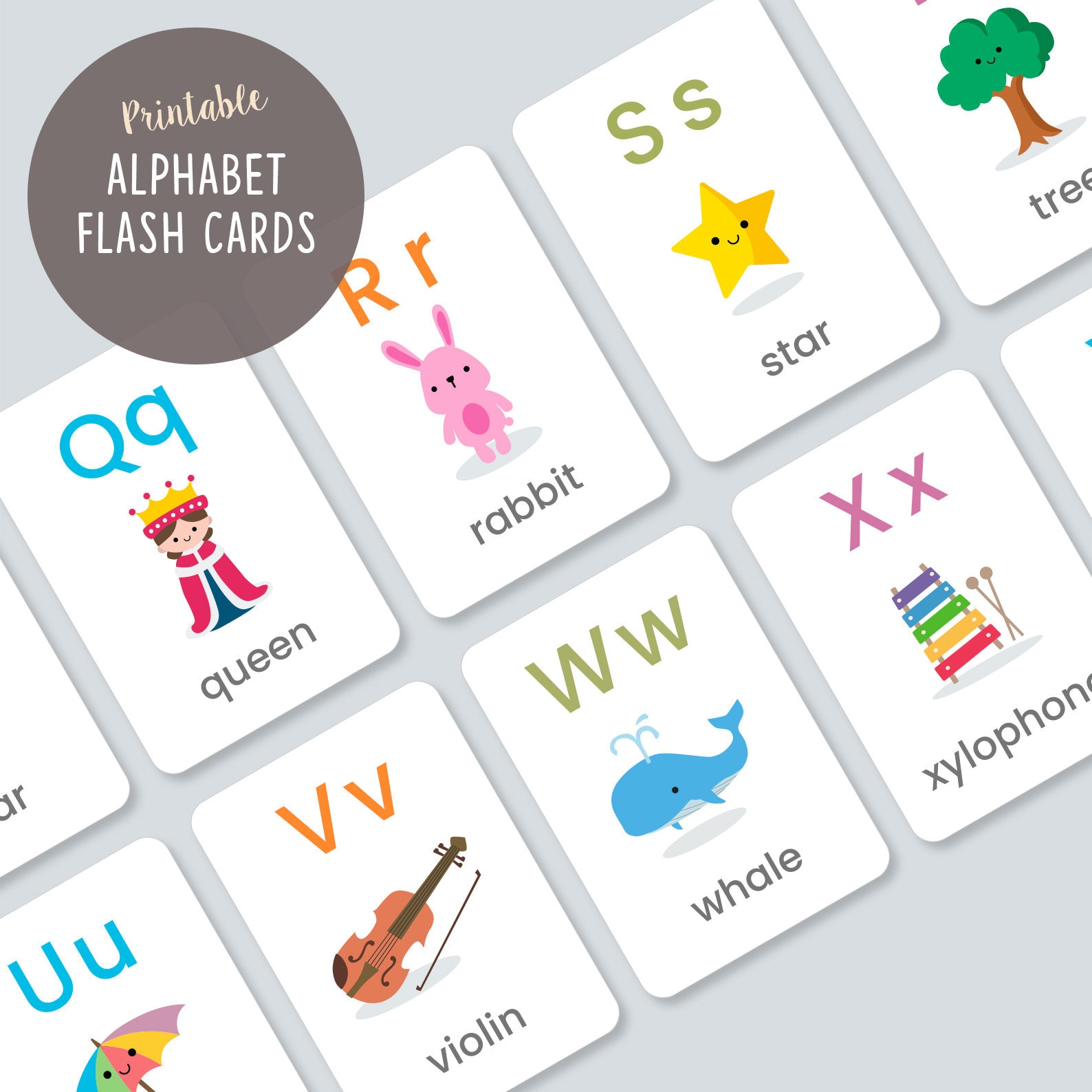 Printable Alphabet Flash Cards, Preschool Homeschool Education Nursery ...