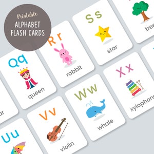 Printable Alphabet Flash Cards, Preschool Homeschool Education Nursery ...