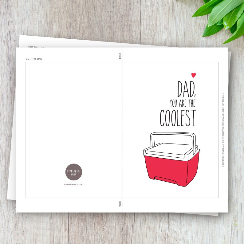 Printable Fathers Day Funny Silly Witty Card | the Coolest Dad | Happy ...