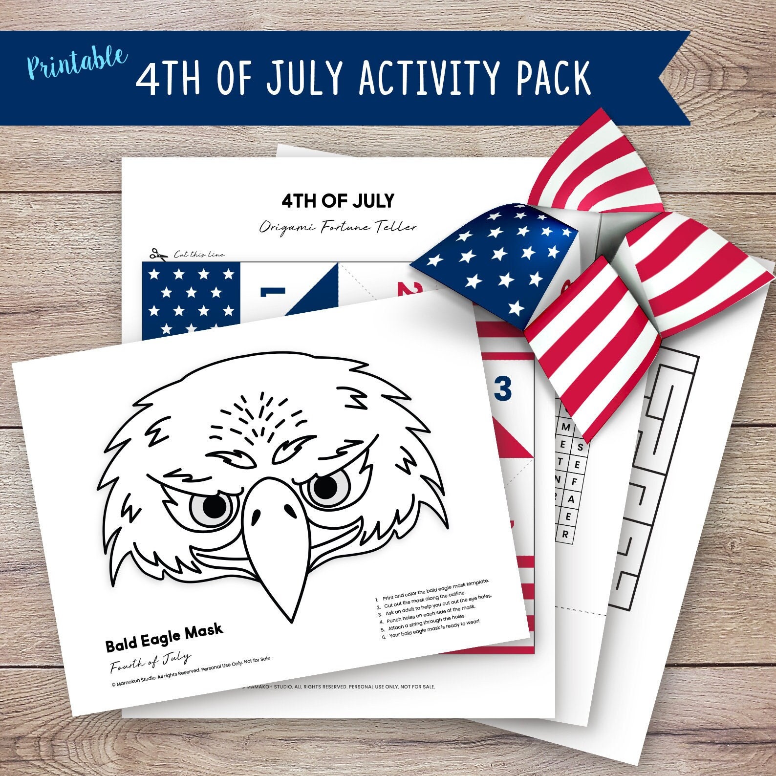 Printable 4th of July Activity Pack for Kids | Origami Fortune Teller ...