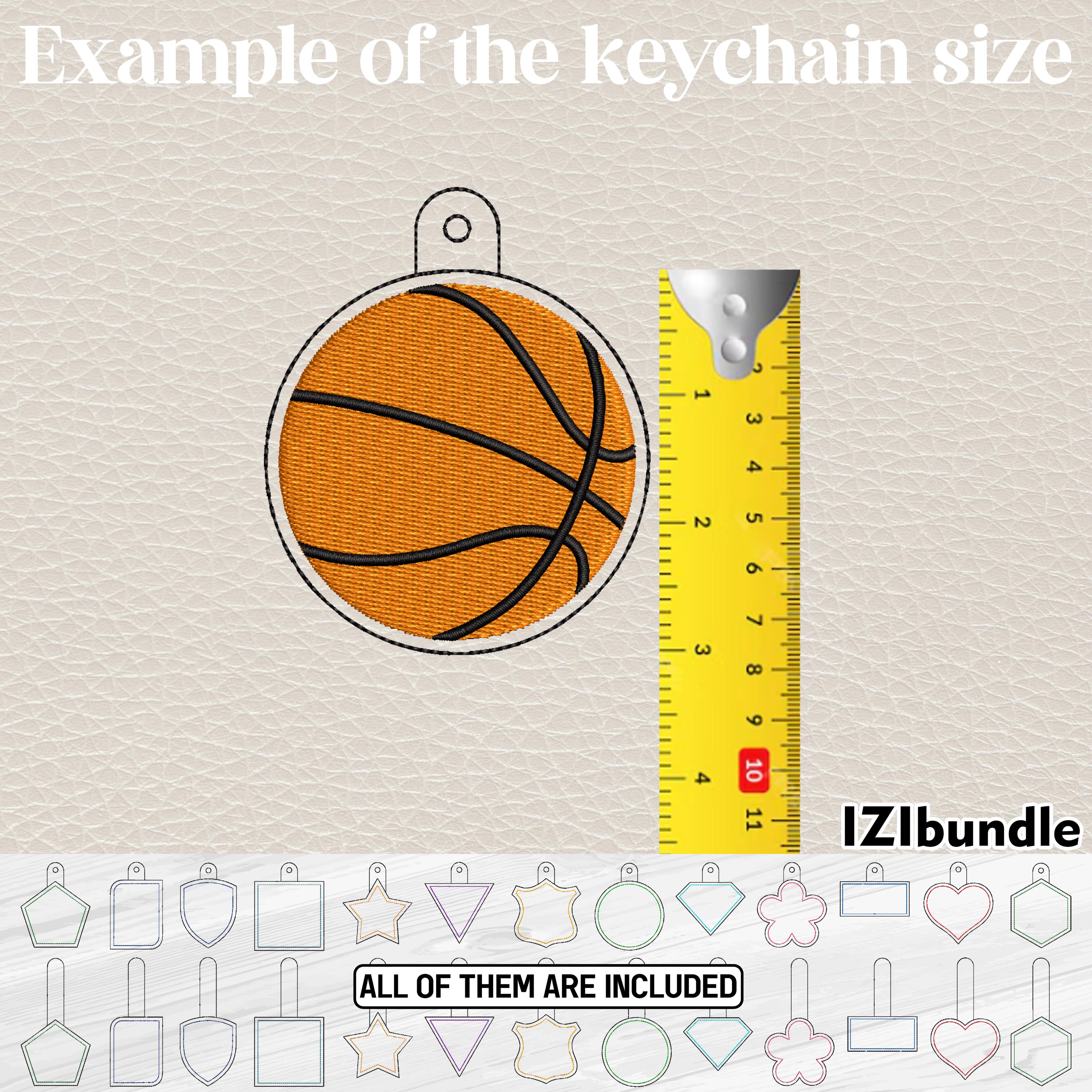 Basketball Embroidery Keychain Design, Snap & Eyelet Key Fob Tab ...
