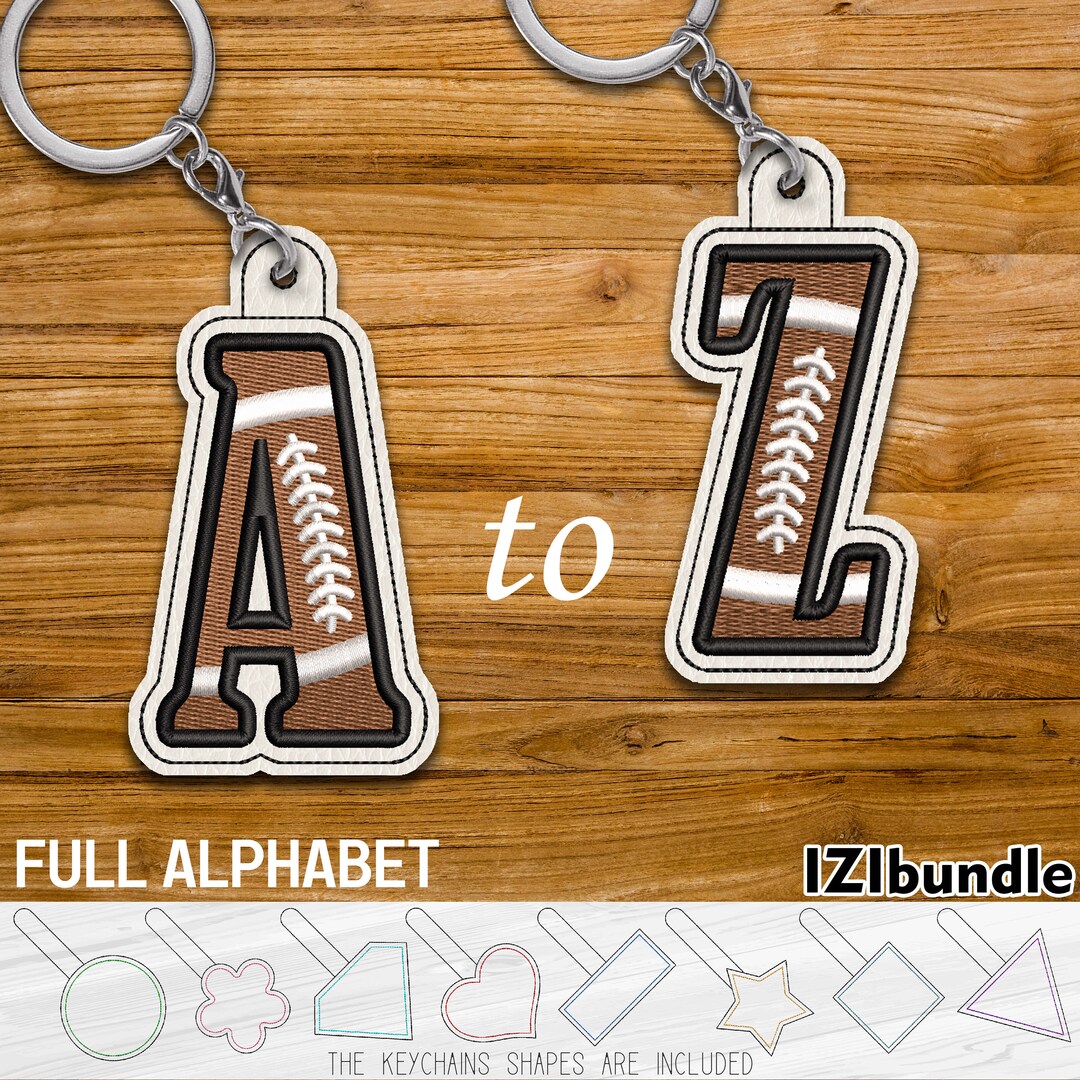 Eyelet Football Letters Keychain Key Fob Tab - Designs for Embroidery ...