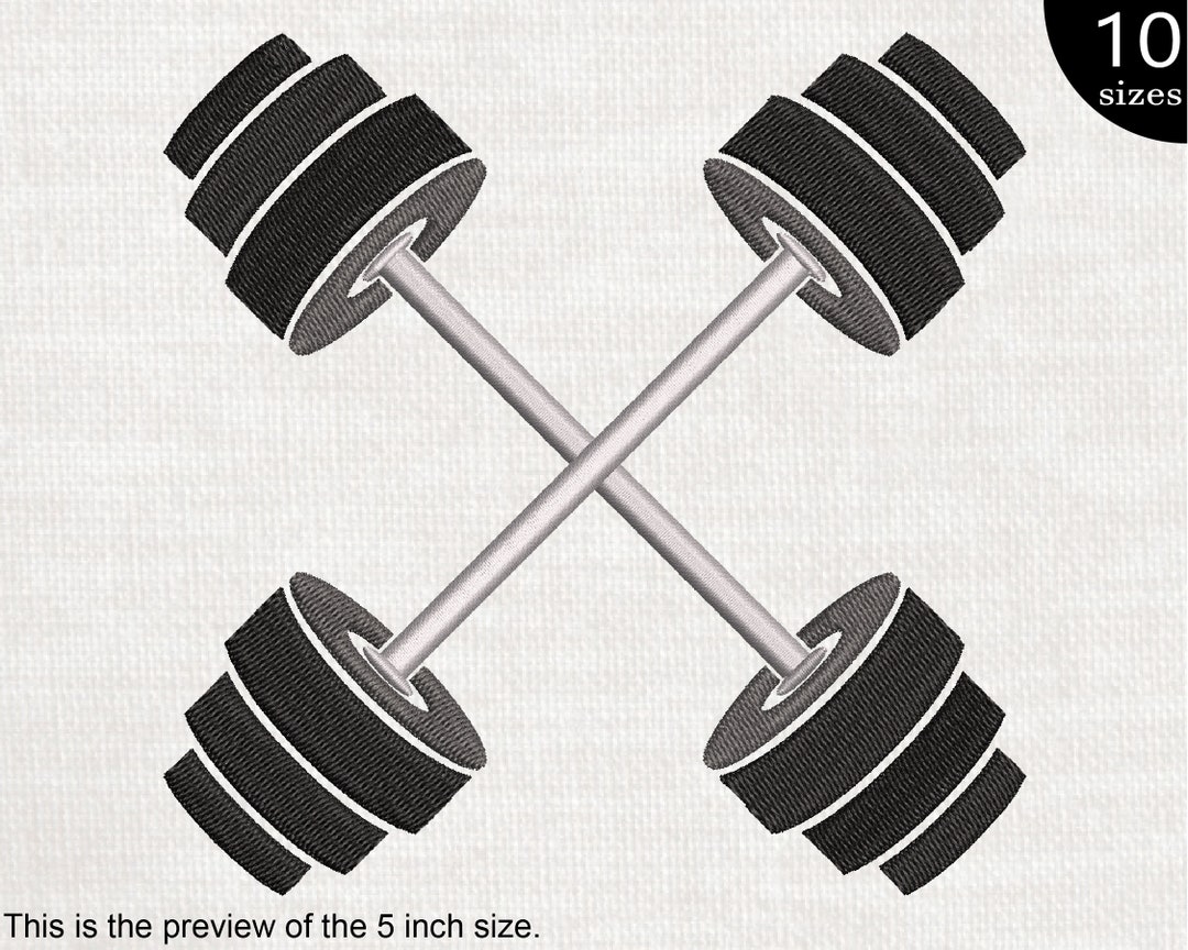 Crossed Barbell Embroidery Keychain Design, Snap & Eyelet Key Fob Tab ...