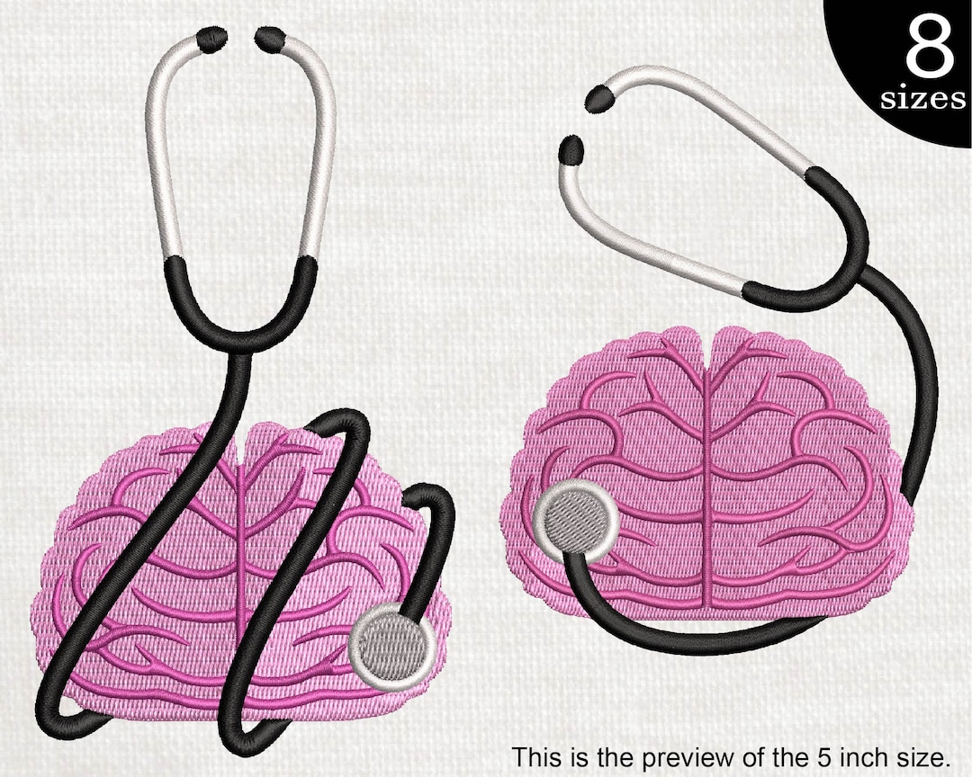 Brain and Stethoscope Embroidery Designs for Machines Doctor Medical ...