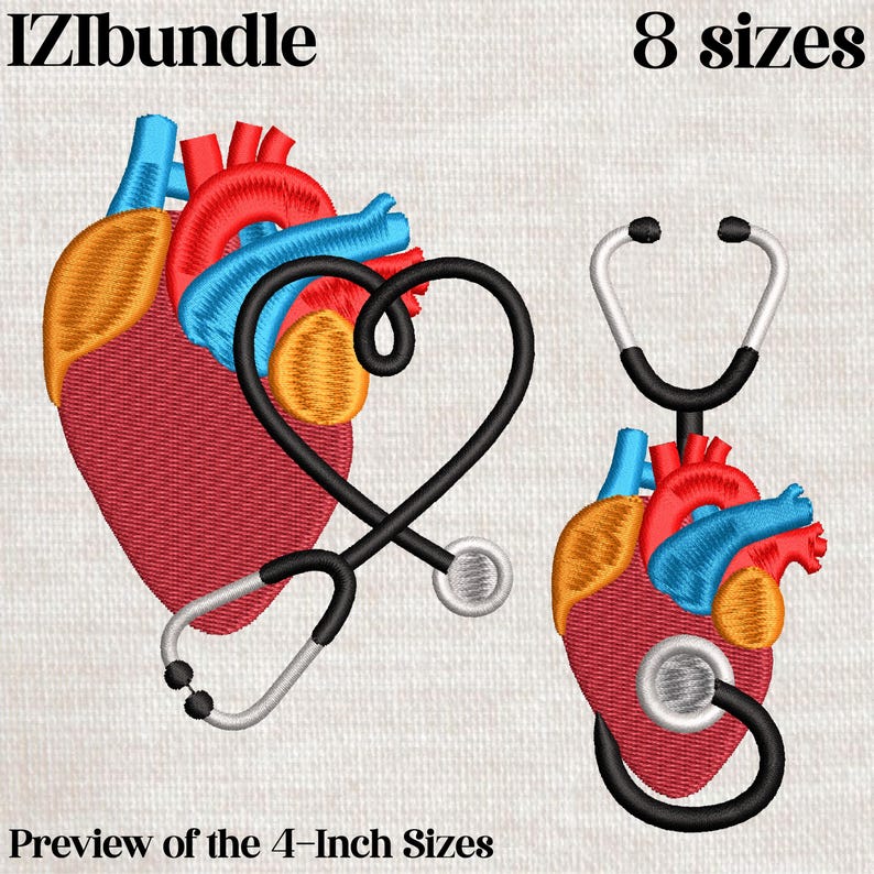 Heart Stethoscope Embroidery Design - Medical Files (pes, Dst, Exp, Jef ...