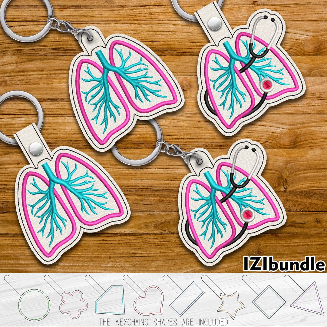 Applique Lungs Keychain Key Fob Tab - Designs for Embroidery Machine ...