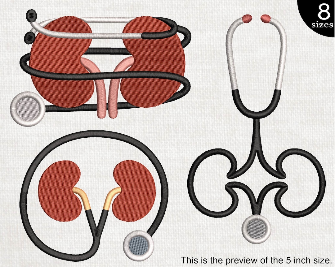 Kidneys and Stethoscope Embroidery Designs (dst, Pes, Exp, Jef, Pcd) - Etsy