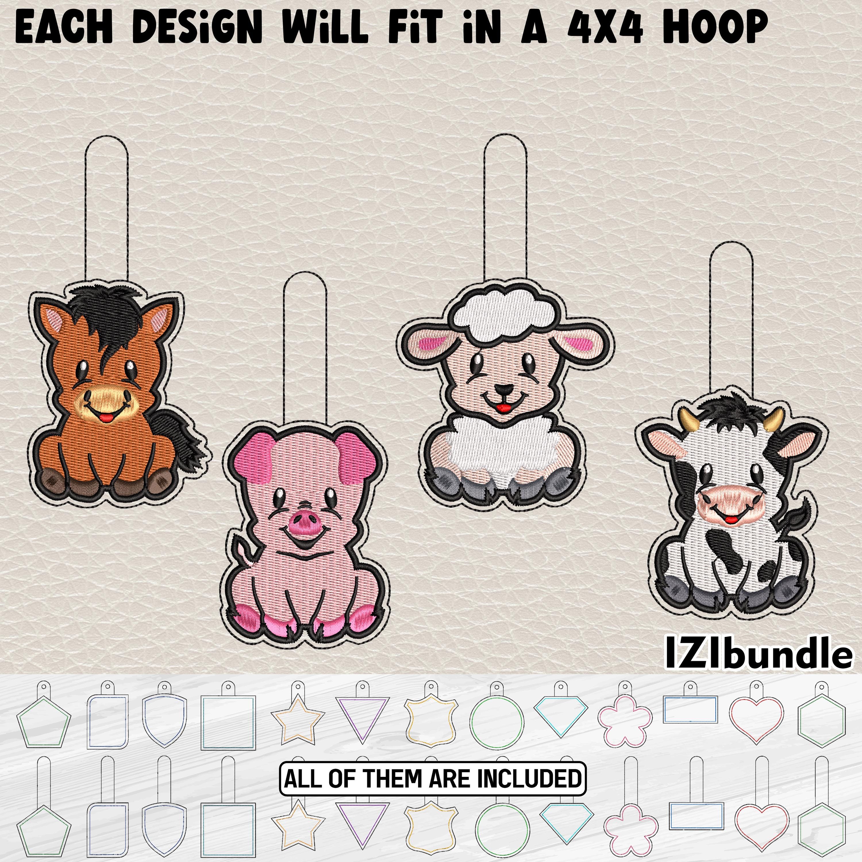 Cute Animal Snap Keychain Embroidery Designs – 4x4 ITH (digital Files ...