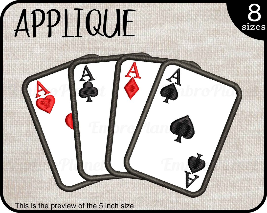 Applique Hand of Aces Files for Embroidery Machines Dst Pes Exp Jef Pcd ...