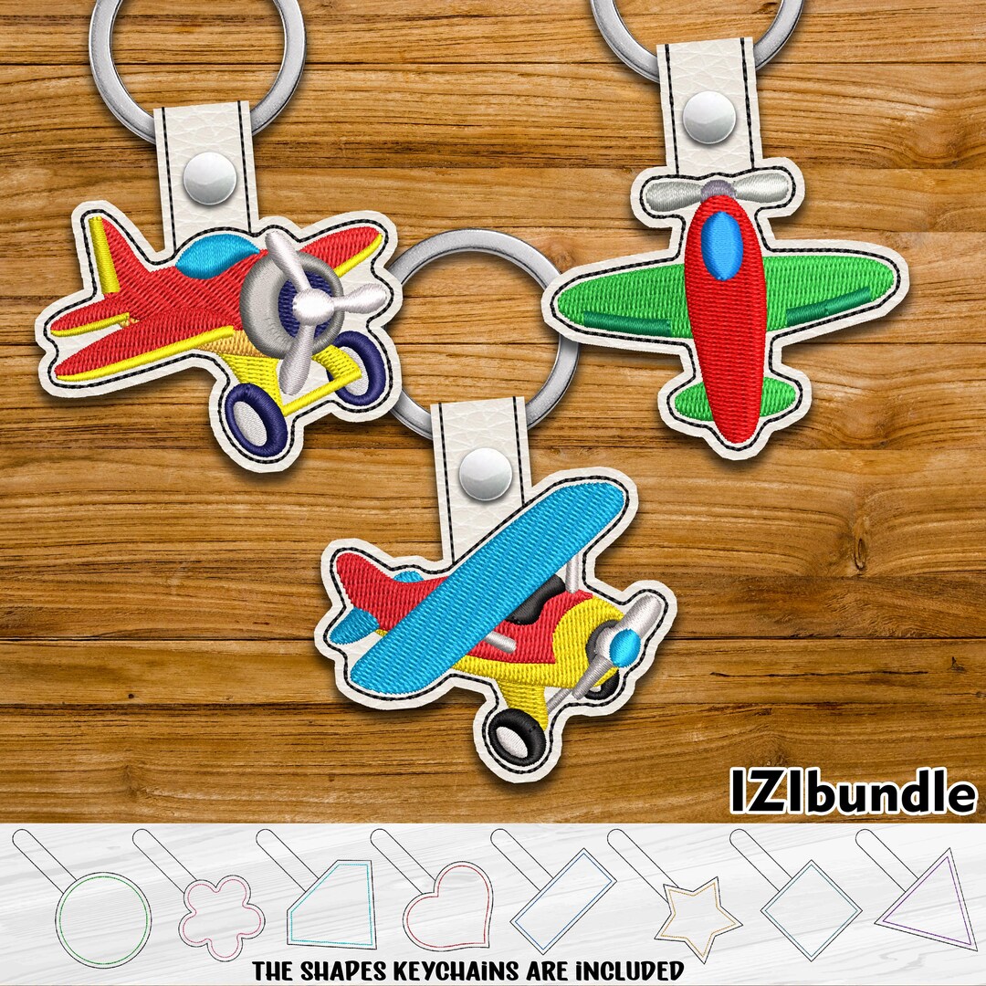 Toy Plane Embroidery Keychain Design, Snap Key Fob Tab (digital ...