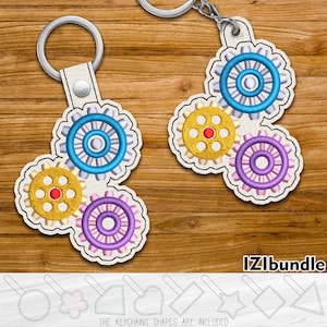 Gears Keychain Key Fob Tab - Designs for Embroidery Machine Instant ...