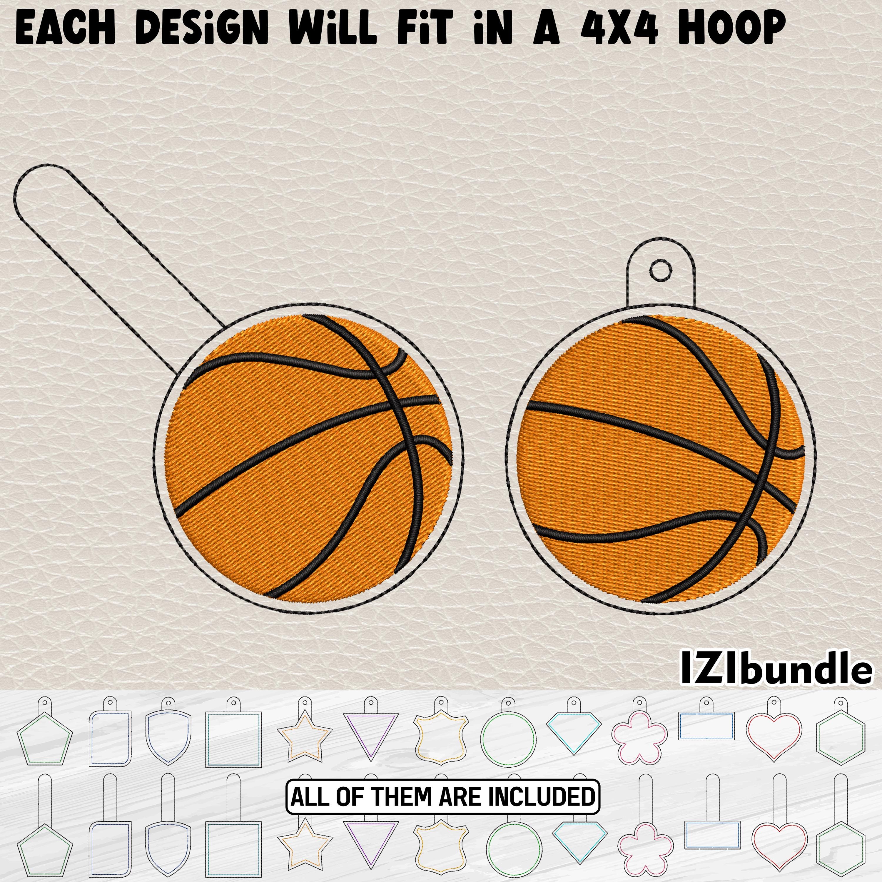 Basketball Embroidery Keychain Design, Snap & Eyelet Key Fob Tab ...