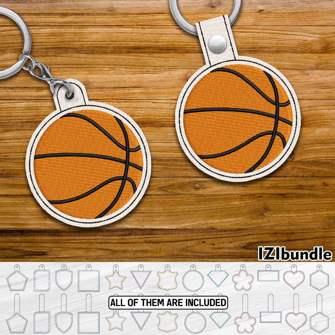 Basketball Ball Keychain Key Fob Tab - Designs for Embroidery Machine ...