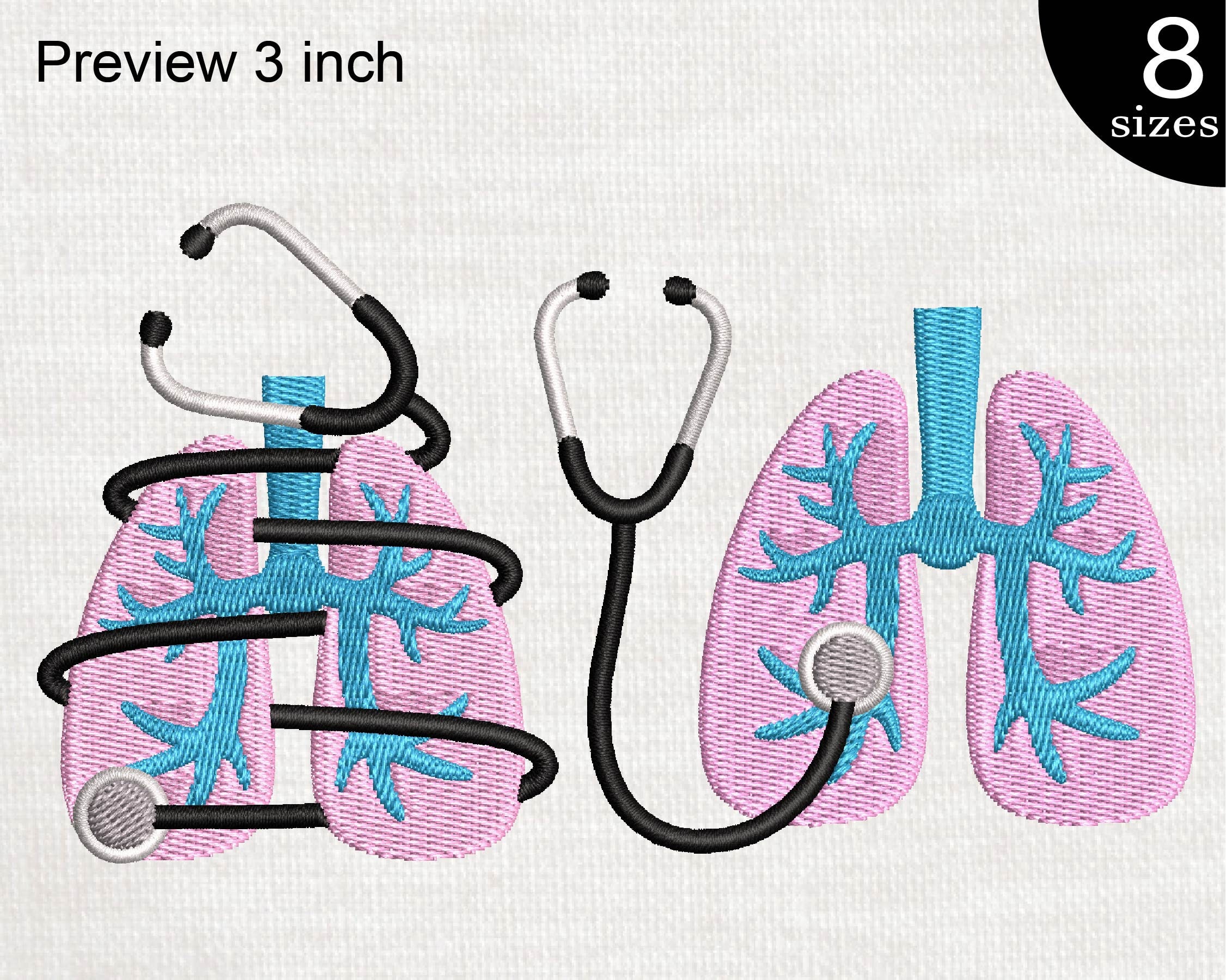 Lungs and Stethoscope Files for Embroidery Machines Dst Pes - Etsy