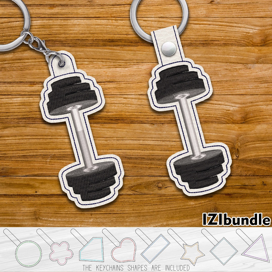 Dumbbell Keychain Key Fob Tab - Designs for Embroidery Machine Instant ...