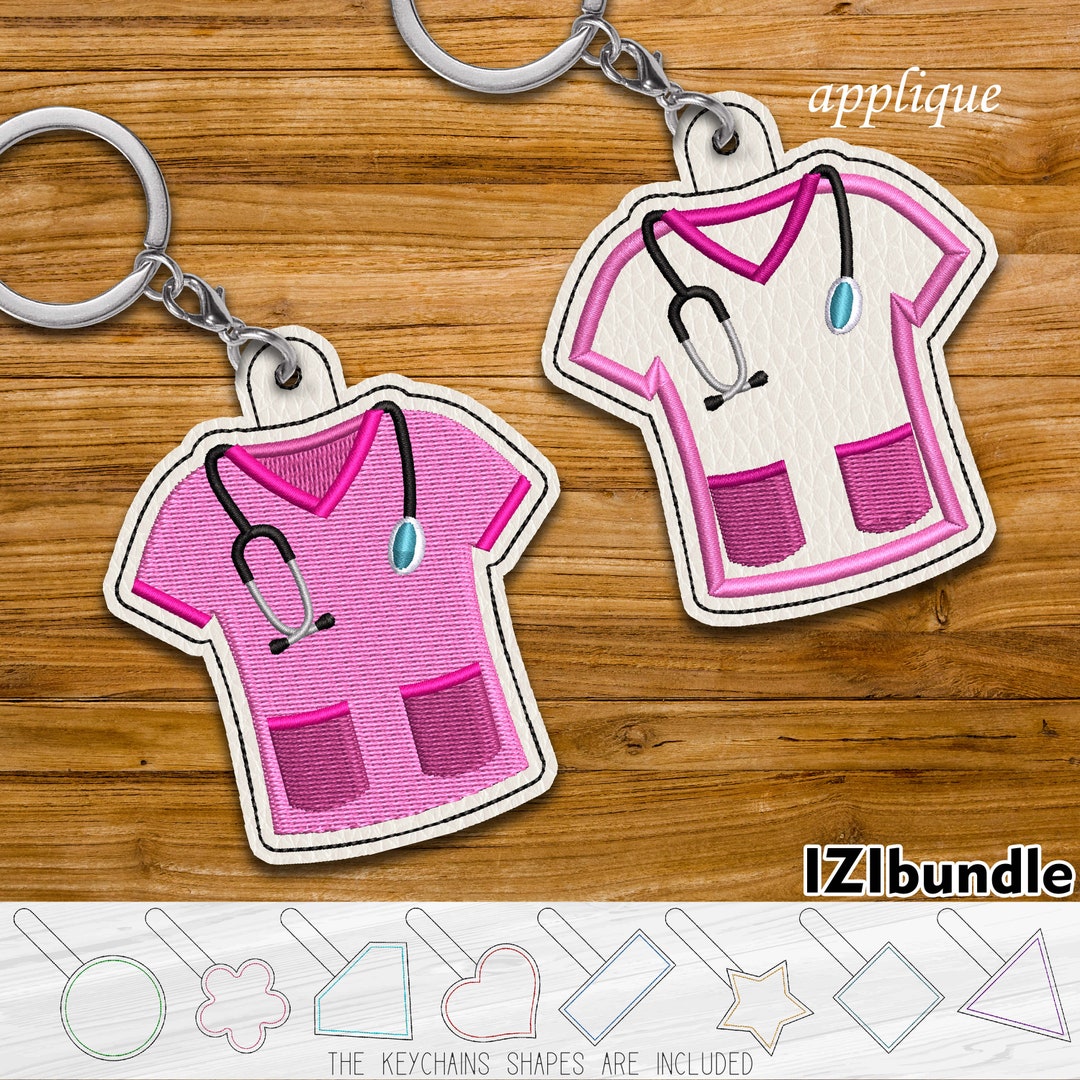 Medical Scrubs Embroidery Keychain Design, Eyelet Key Fob Tab (digital ...