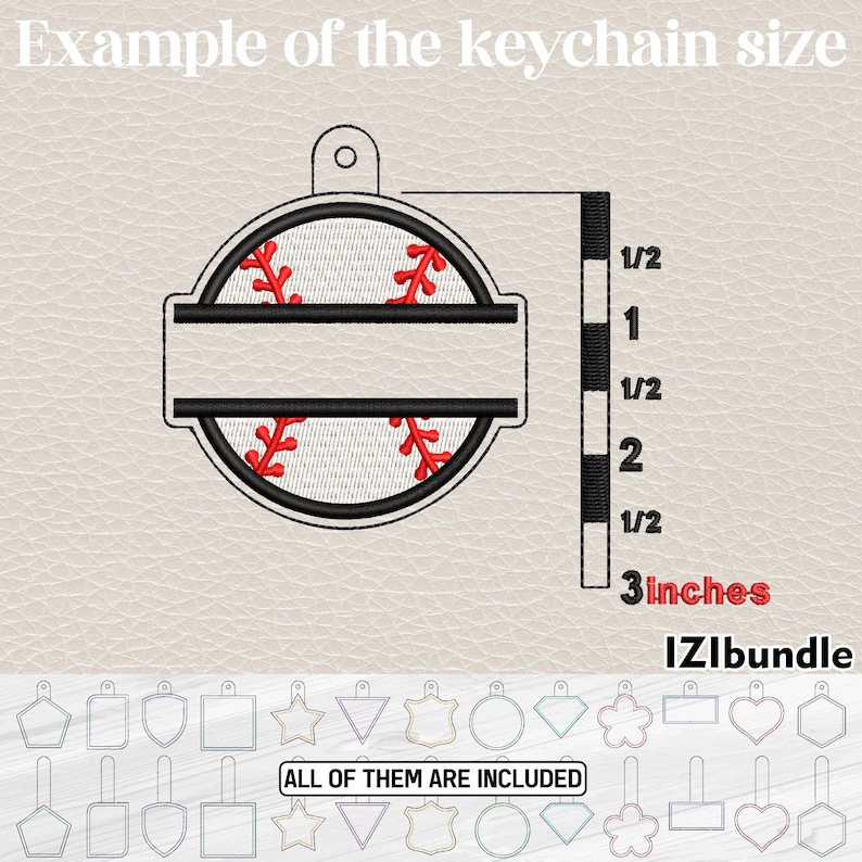 Split Baseball Embroidery Keychain Design, Snap & Eyelet Key Fob Tab ...