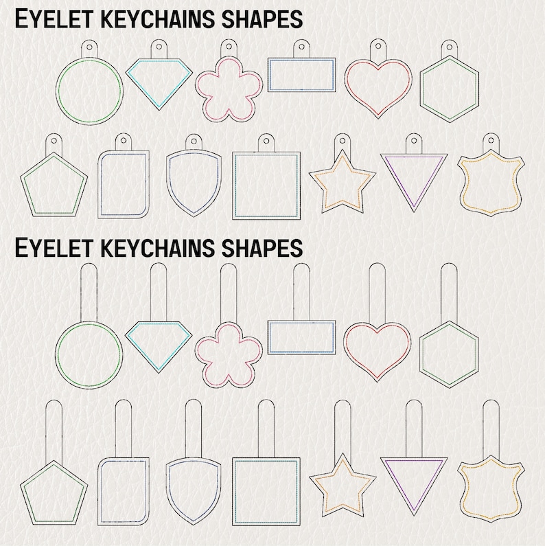 Kawaii Faces Embroidery Keychain Design, Snap & Eyelet Key Fob Tab ...