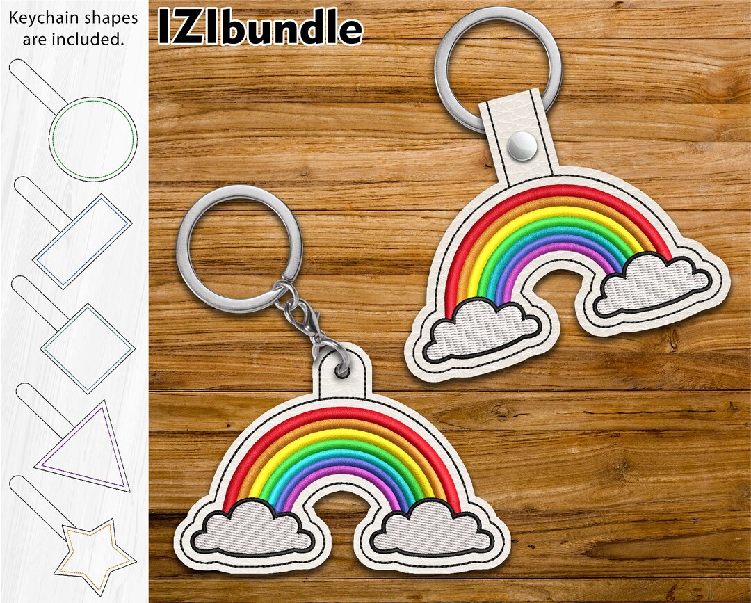 Keychain Rainbow Key Fob Tab - Designs for Embroidery Machine Instant ...