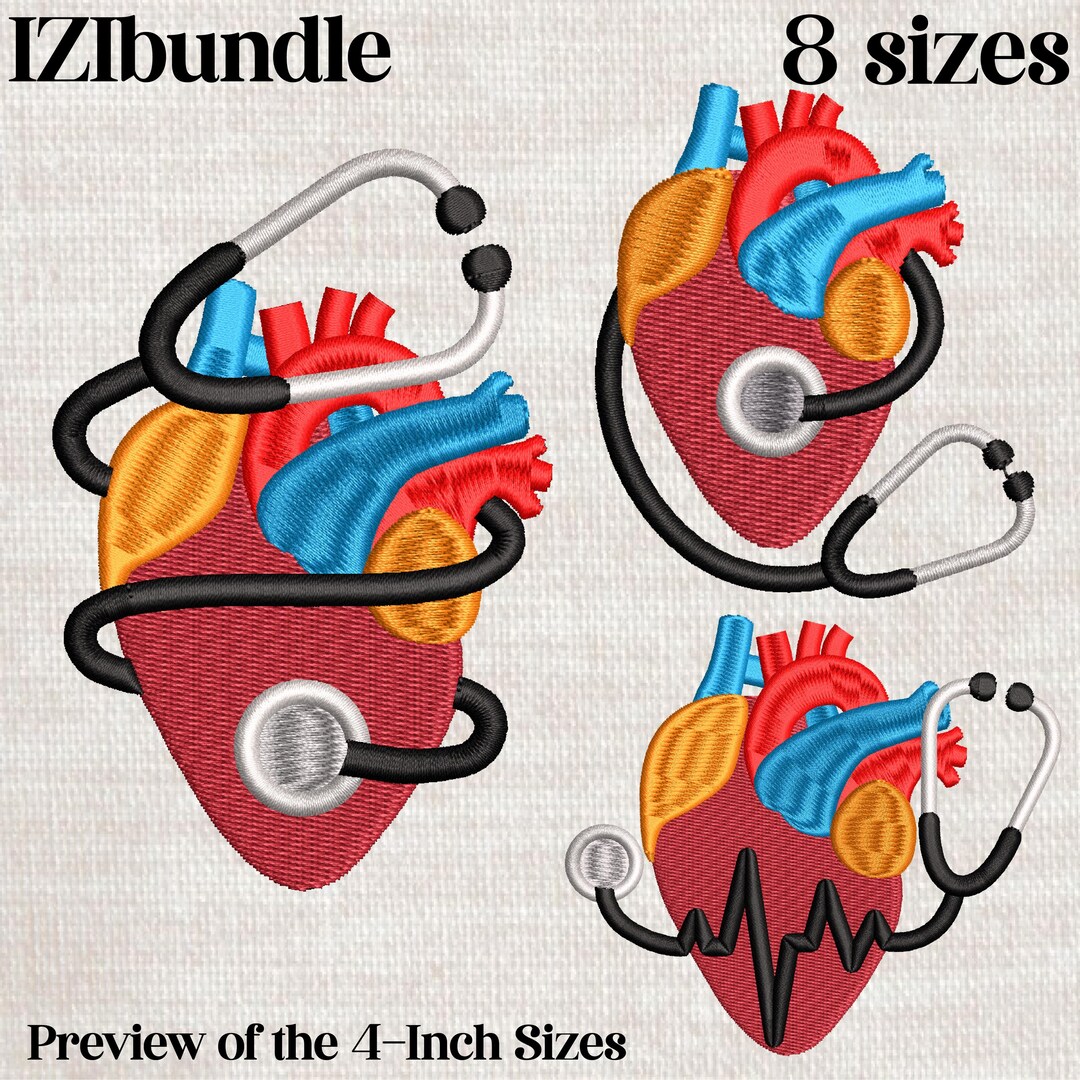 Heart Stethoscope Embroidery Design, Medical Files (pes Dst Exp Jef) - Etsy