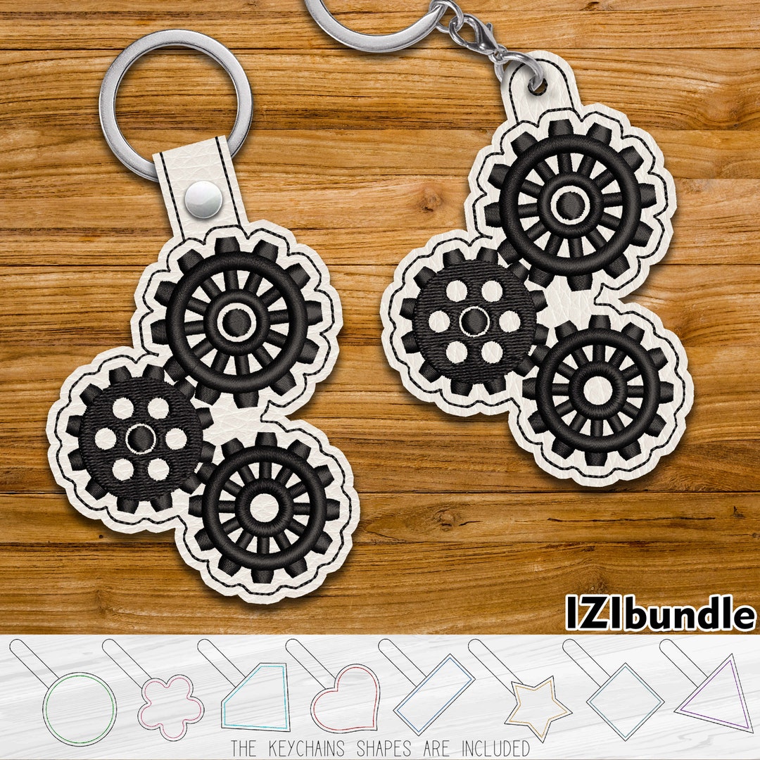 Gears Keychain Key Fob Tab - Designs for Embroidery Machine Instant ...