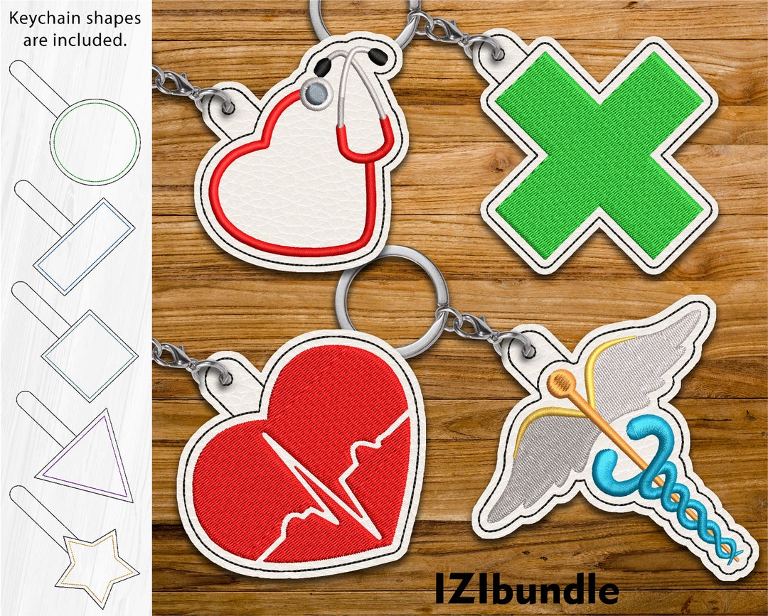 Medical Signs Eyelet Keychain Key Fob Tab - Designs for Embroidery ...