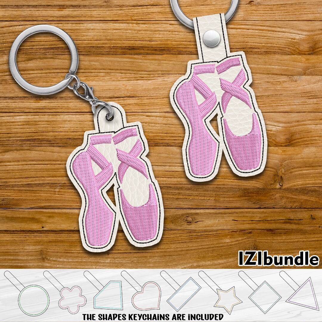 Ballet Shoes Snap and Eyelet Keychain Fob Tab - Designs for Embroidery ...
