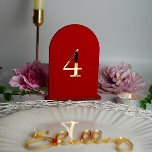 Wooden Red Matte Table Numbers Custom Table Numbers Wedding Table ...