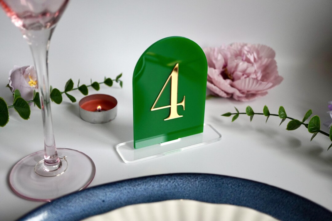 Table Numbers Acrylic Green Wedding Table Numbers Mirror Gold Table ...