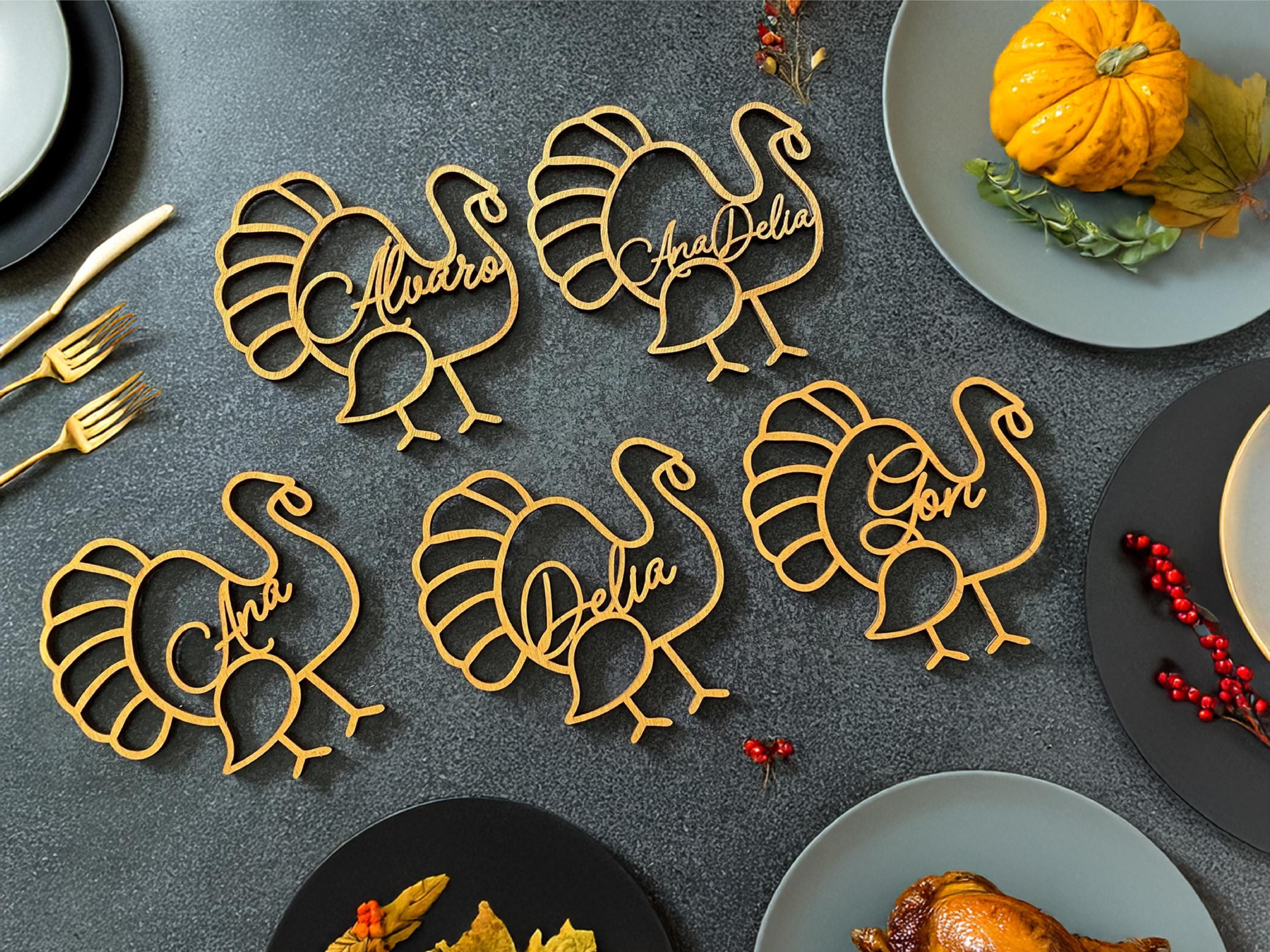 Thanksgiving Place Cards ,thanksgiving Table Decor Laser Cut Names ...