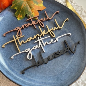 Thankful Place Card , Laser Cut Signs , Grateful Thankful Blessed Place ...
