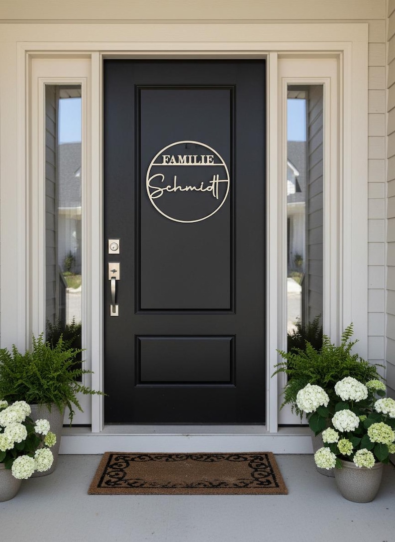Custom Front Door Sign With Family Last Name | Wooden Door Ring Sign ...