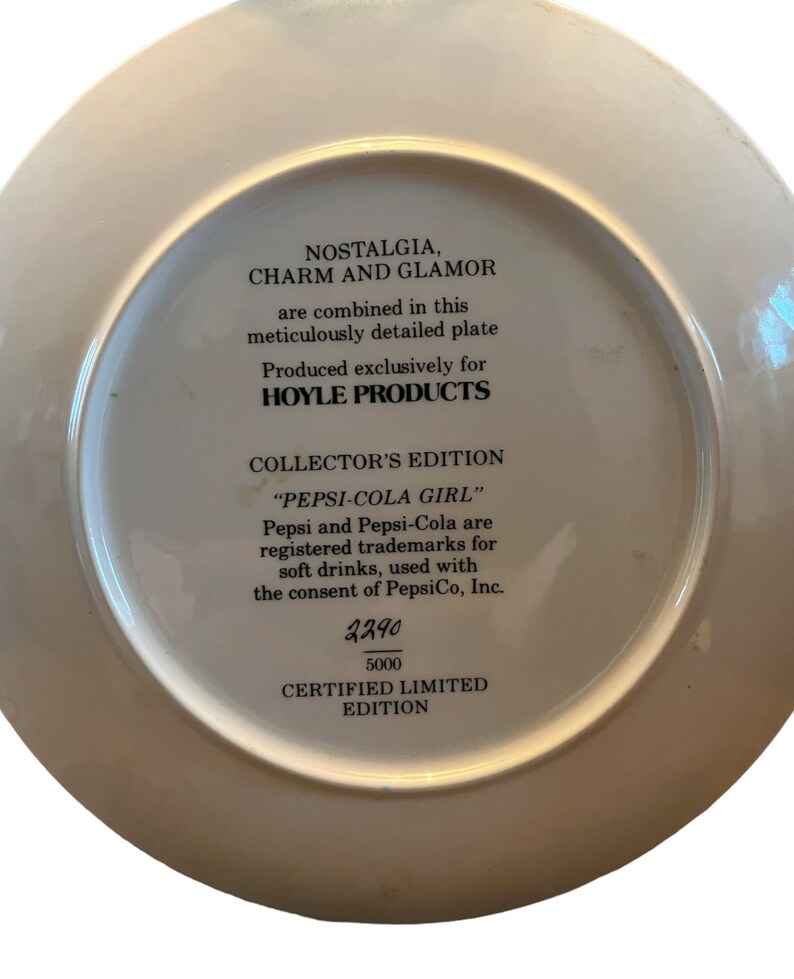 Pepsi-cola GIRL Collector Plate - 2290 of 5000 - Etsy
