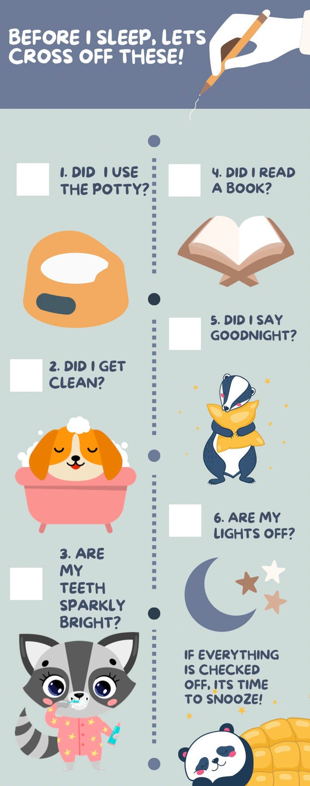Bedtime Check List for Toddlers and Up - Etsy Canada