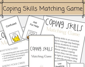Coping Skills Matching Memory Card Game - Etsy