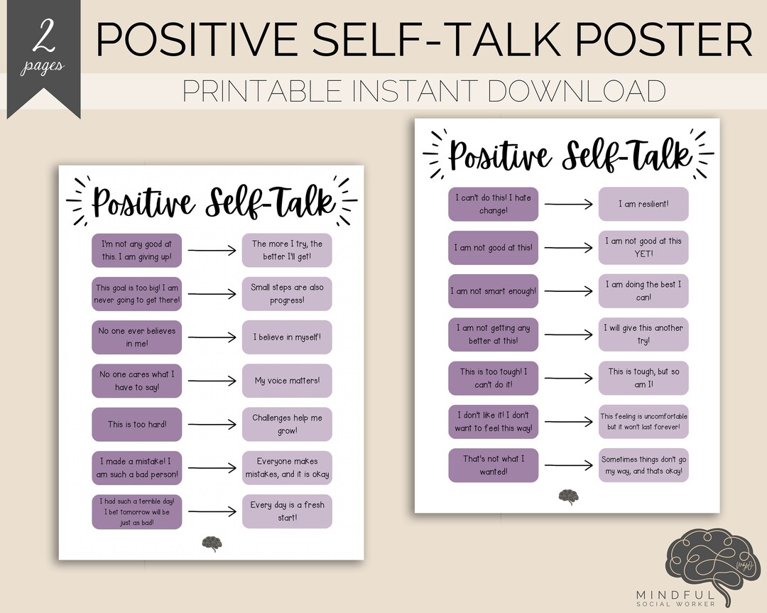 Positive Self-talk Posters - Etsy