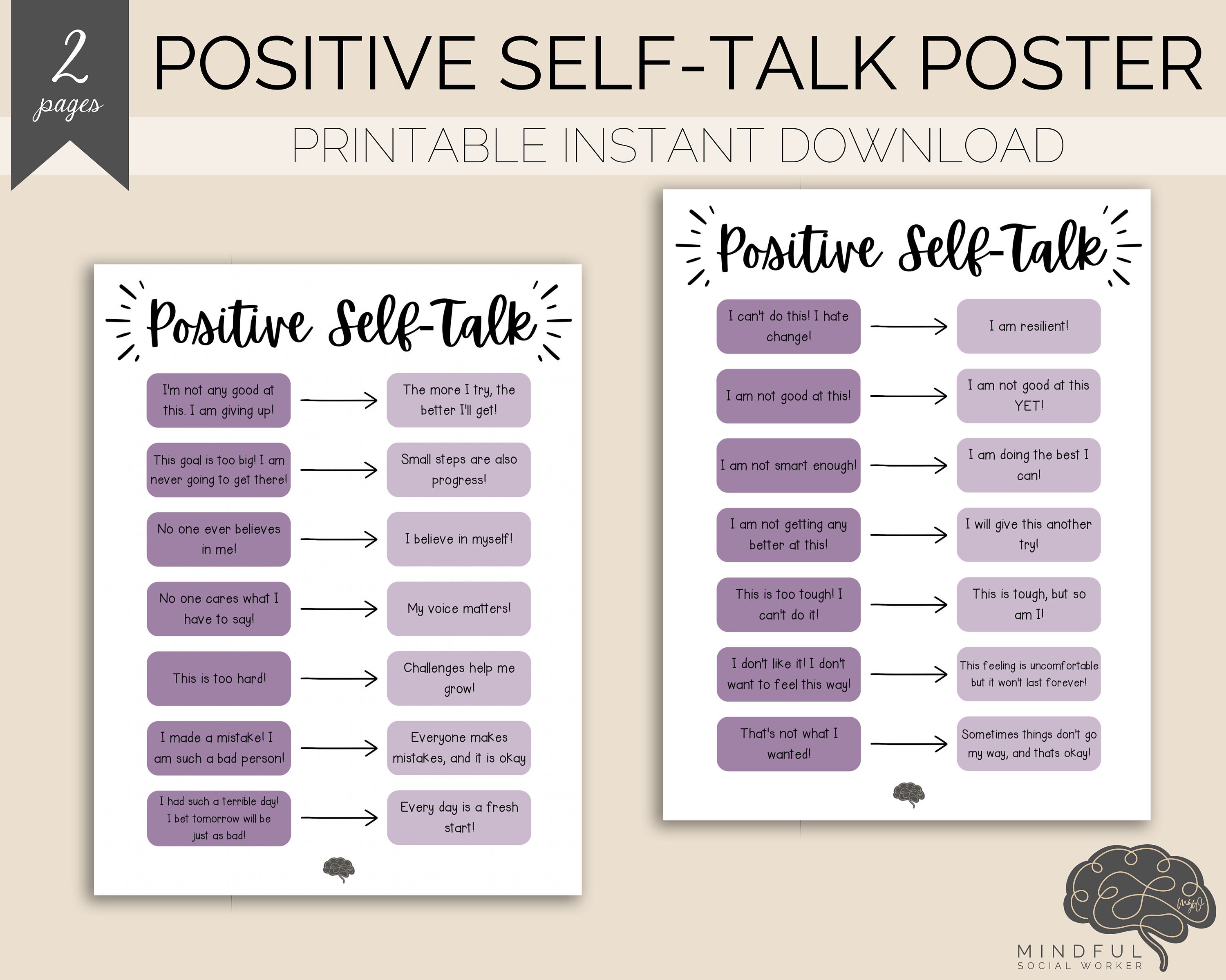 Positive Self-talk Posters - Etsy