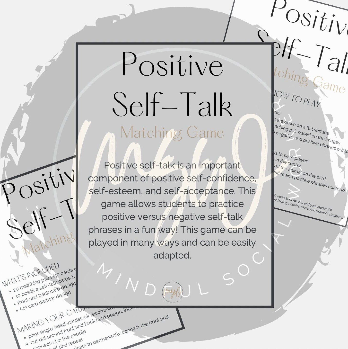 Positive Self-talk Matching Card Game - Etsy